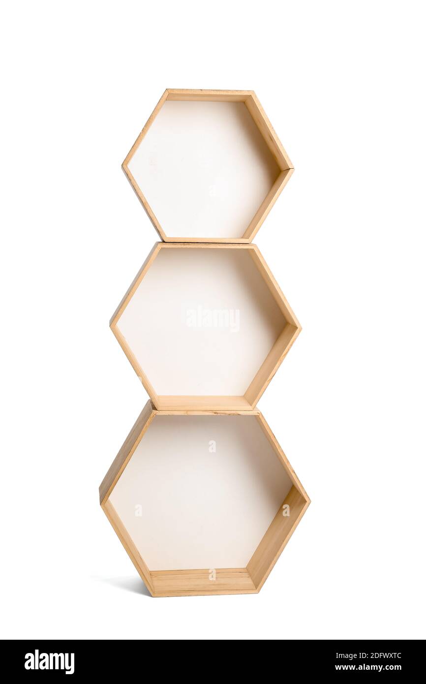 Modern empty shelves on white background Stock Photo - Alamy