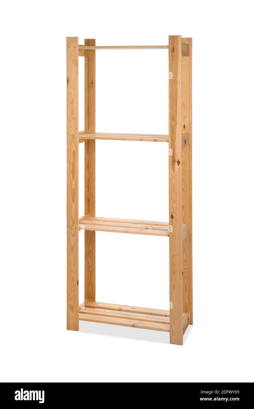 Modern empty shelf unit on white background Stock Photo - Alamy