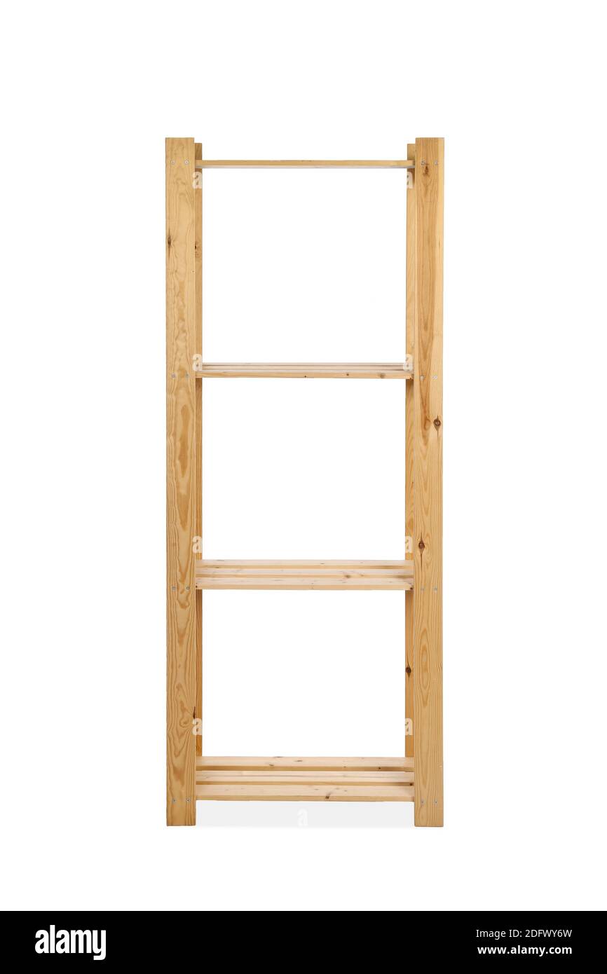 Modern empty shelf unit on white background Stock Photo - Alamy