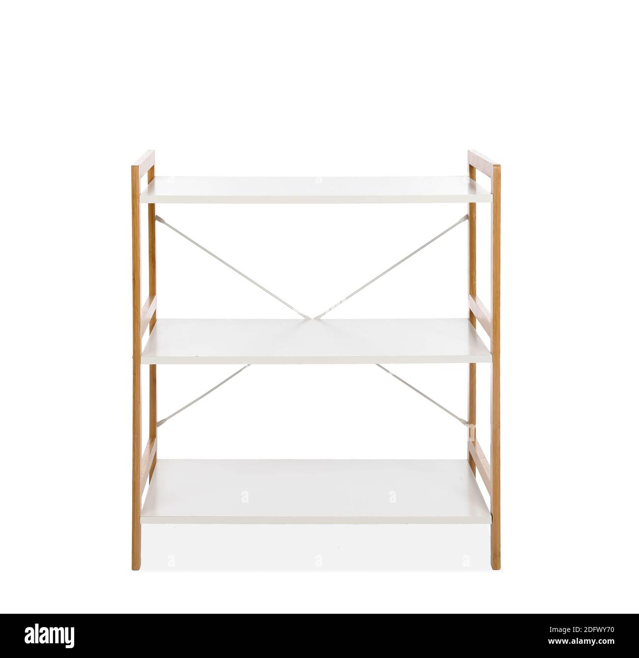 Modern empty shelf unit on white background Stock Photo - Alamy