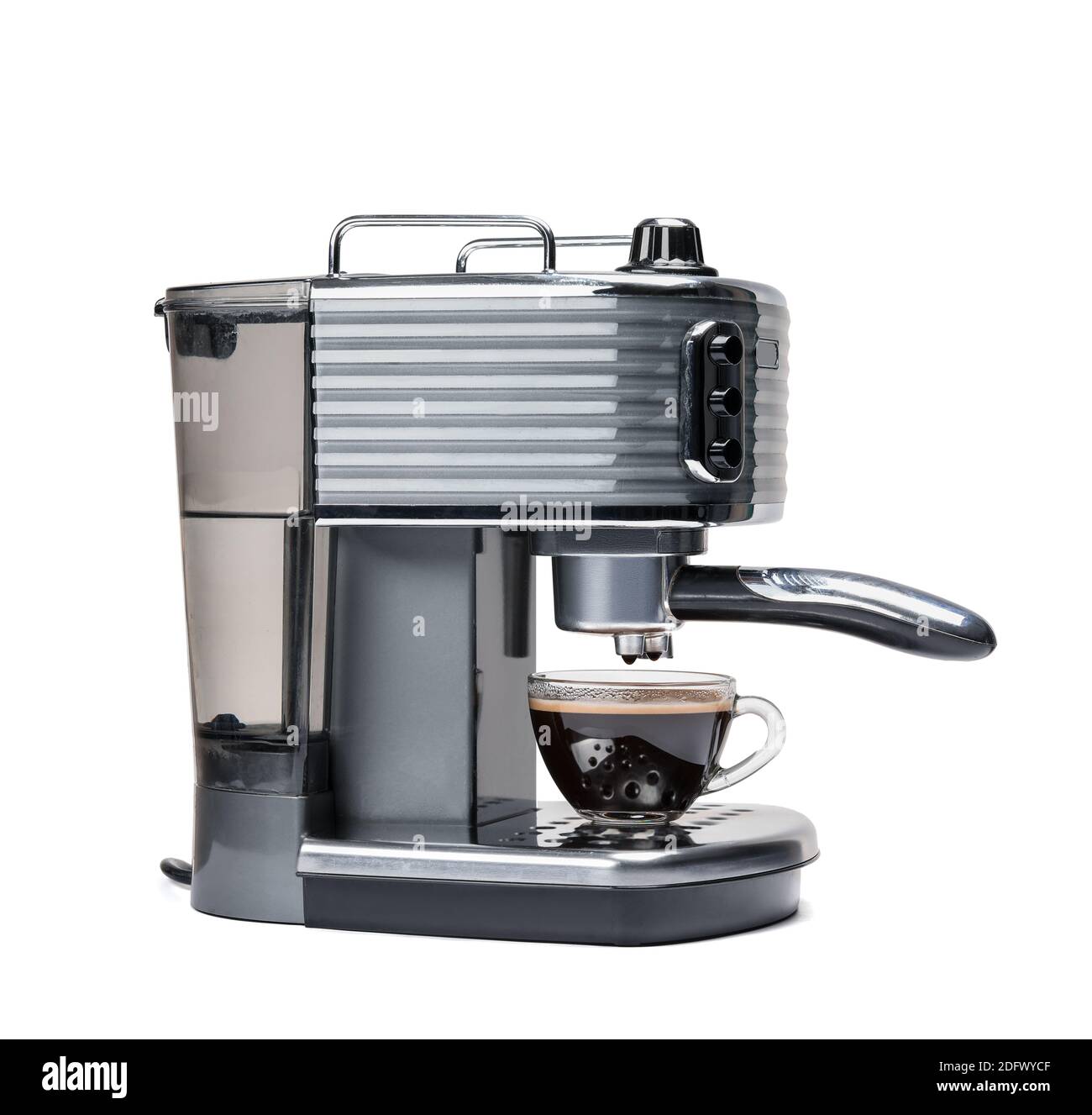 Modern coffee machine on white background Stock Photo - Alamy