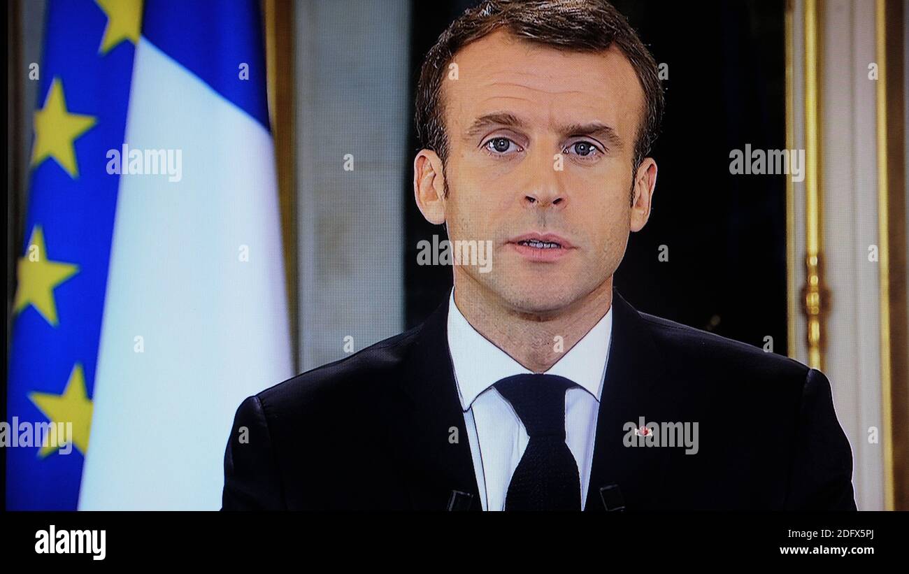French President Emmanuel Macron speaks after the events and ...