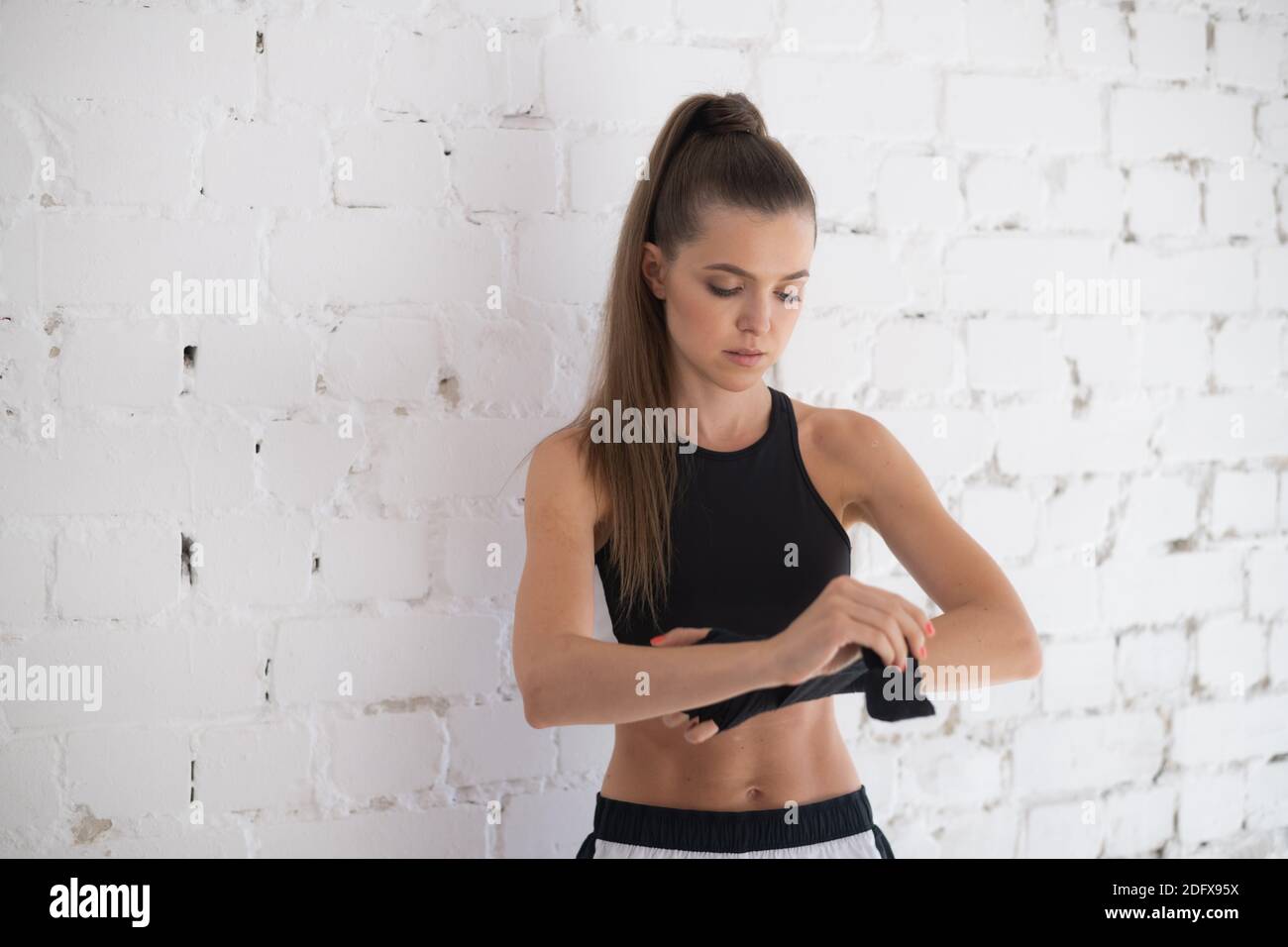 Female boxer hands white bandage hi-res stock photography and images ...