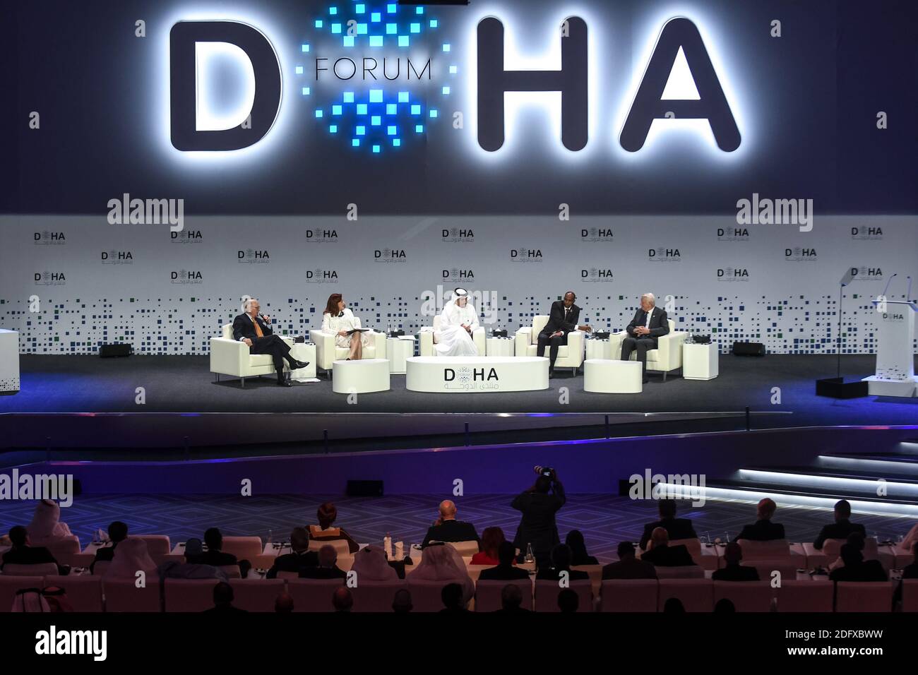 Sessions and atmosphere before and after talks during Doha Forum, that ...