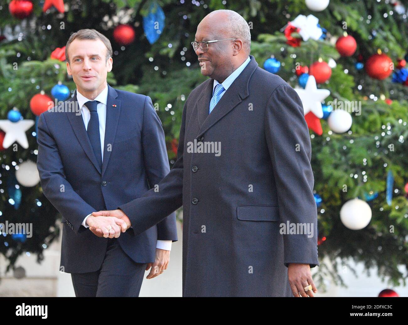 French President Emmanuel Macron meets with the President of Burkina ...
