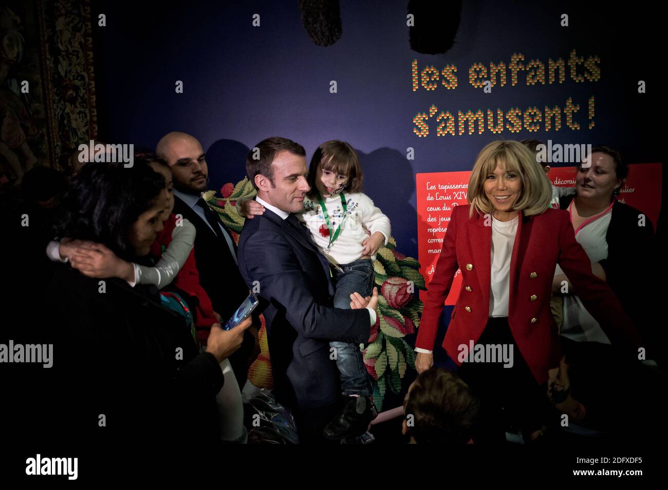 Emmanuel Macron And His Wife Brigitte Macron Welcome the children of ...