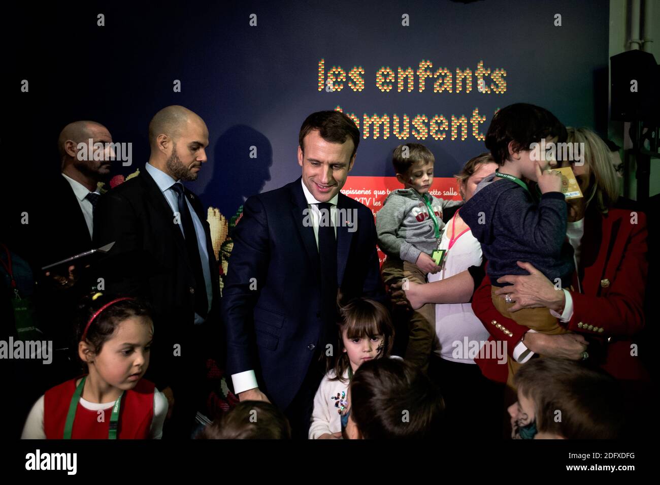 Emmanuel Macron And His Wife Brigitte Macron Welcome the children of ...