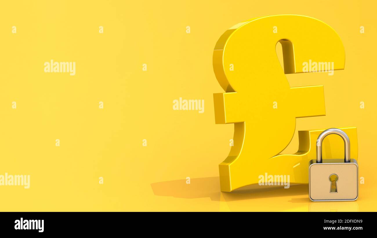 Pound sign with padlock on yellow background, 3d rendering Stock Photo ...