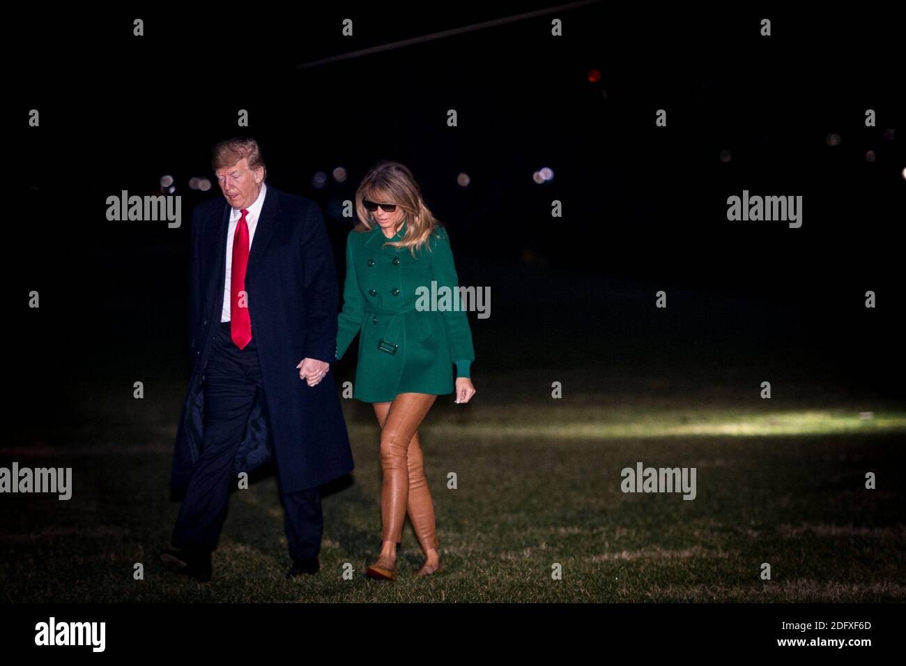 U.S. President Donald Trump and First Lady Melania Trump make their way ...