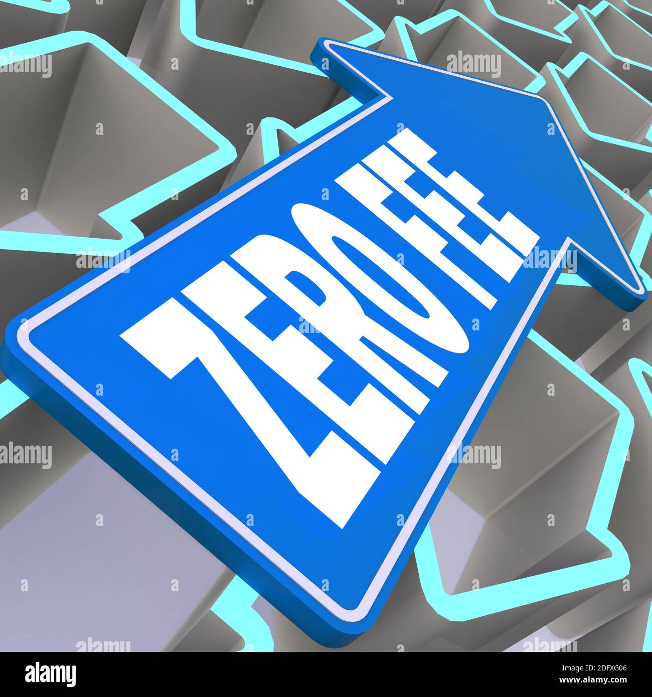 Zero fee word with blue arrow, 3D rendering Stock Photo - Alamy
