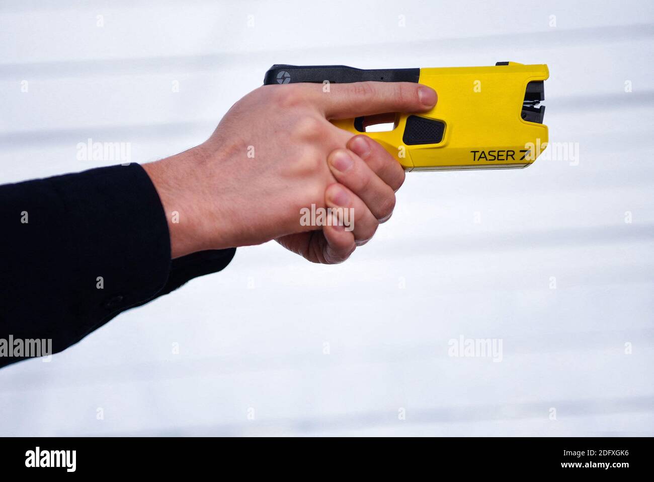Handout photo. A model of Taser 7 by Axon is presented on this photo ...