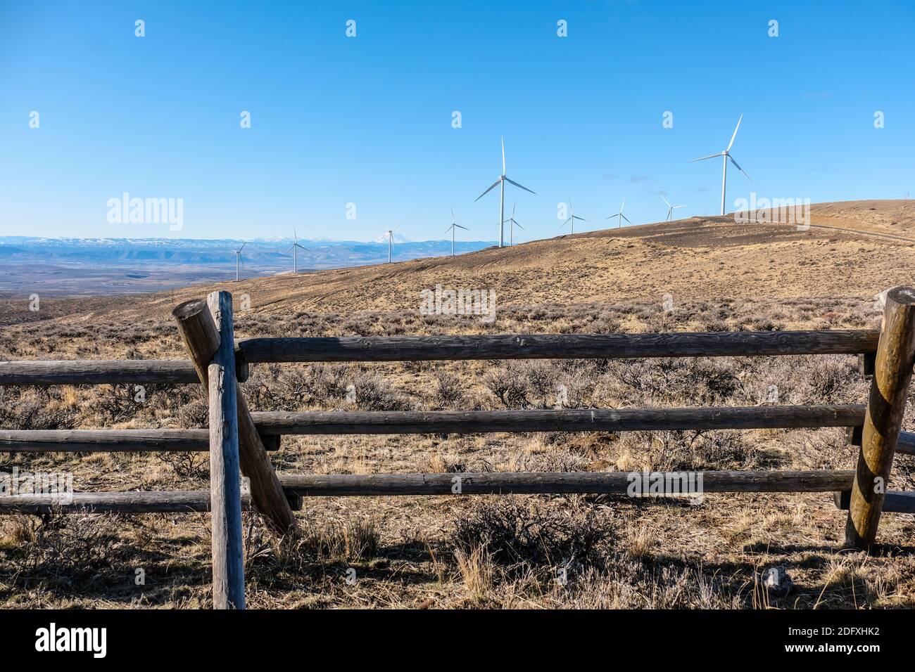 Giant Wind Turbines at Columbia River Basin at Eastern Washington Stock ...