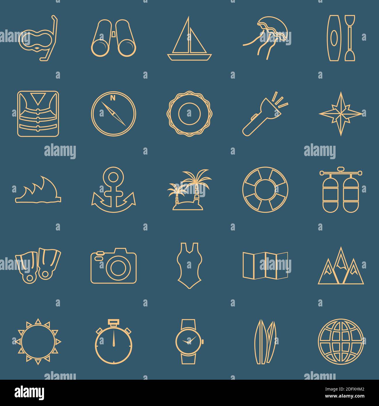 Diving line color icons on blue background, stock vector Stock Vector ...