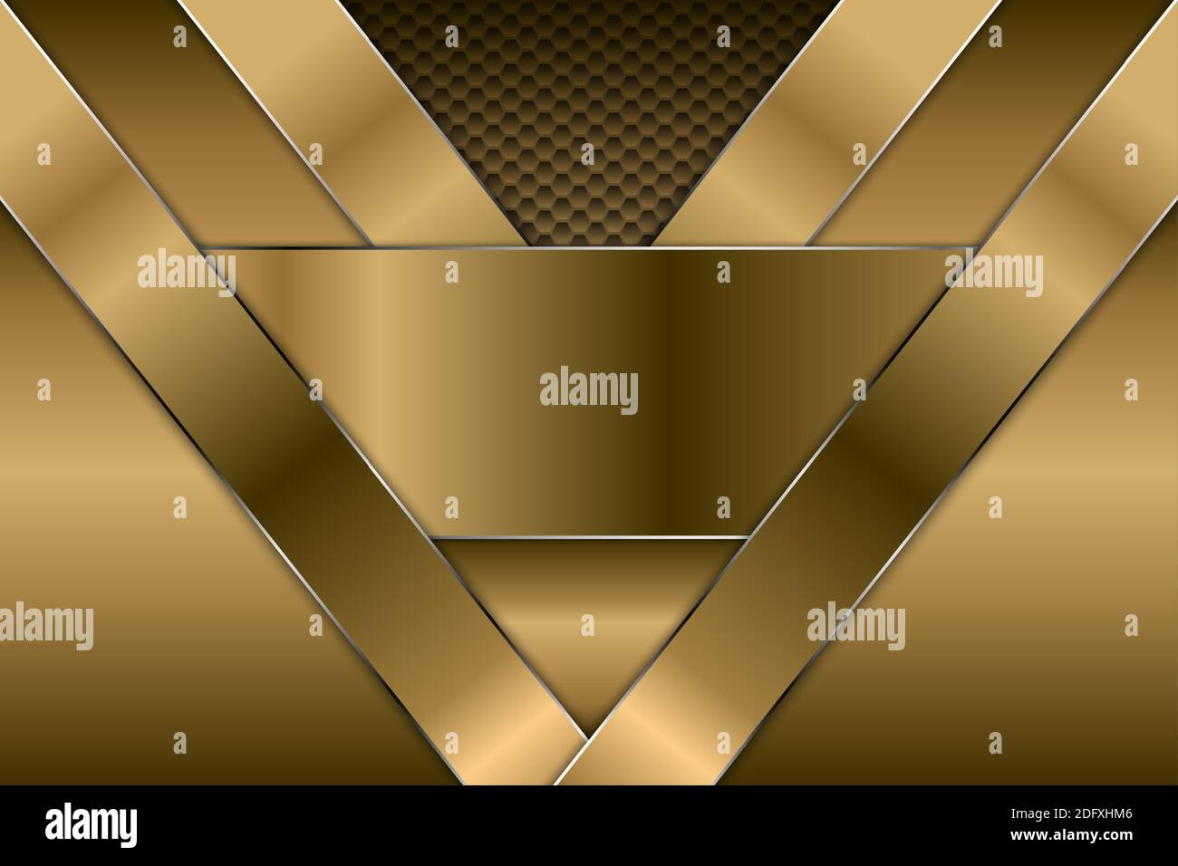 Gold and silver metallic background with hexagon pattern.Vector ...