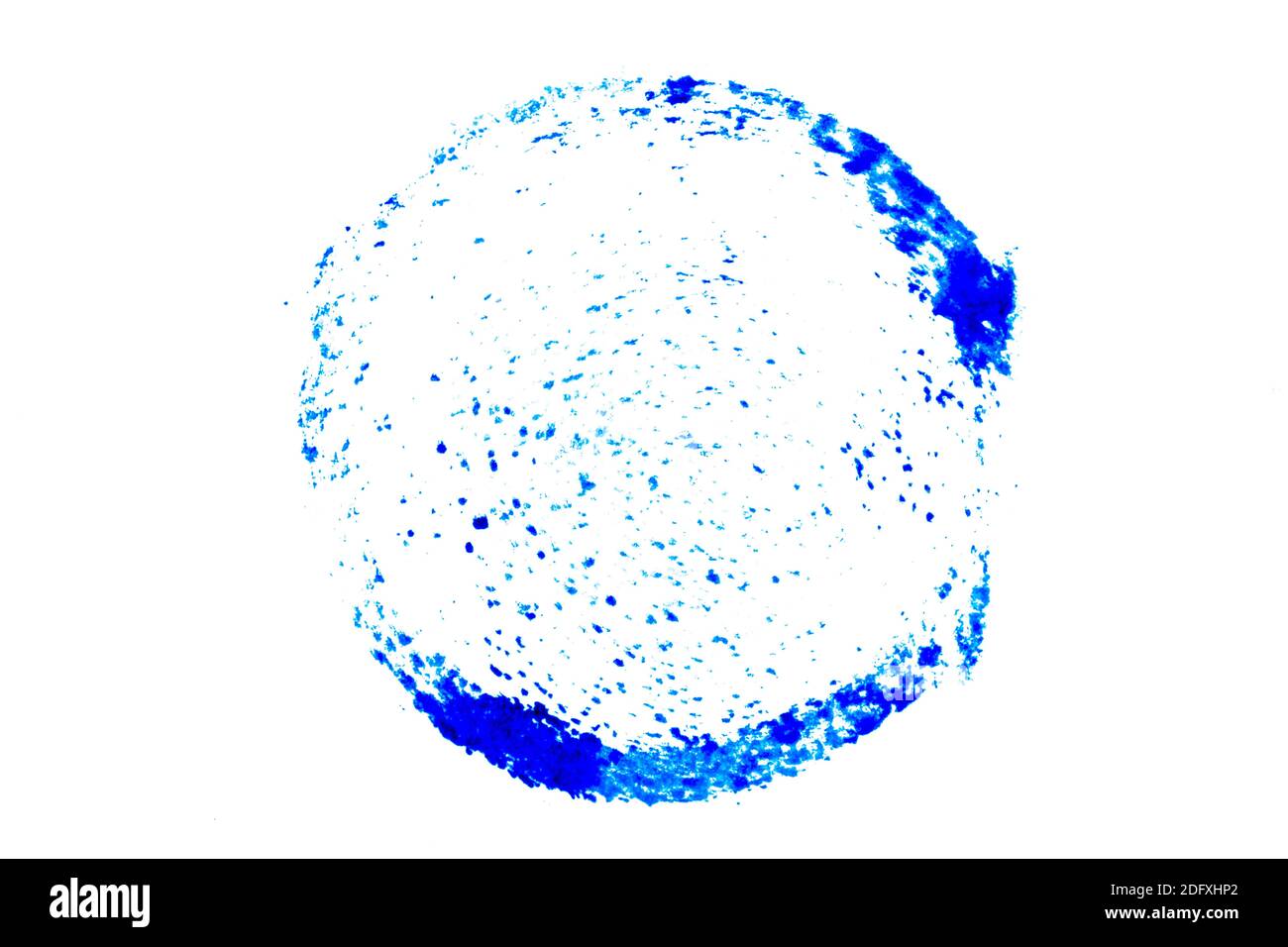 Blue color ink in round shape textured background as stamp or frame ...