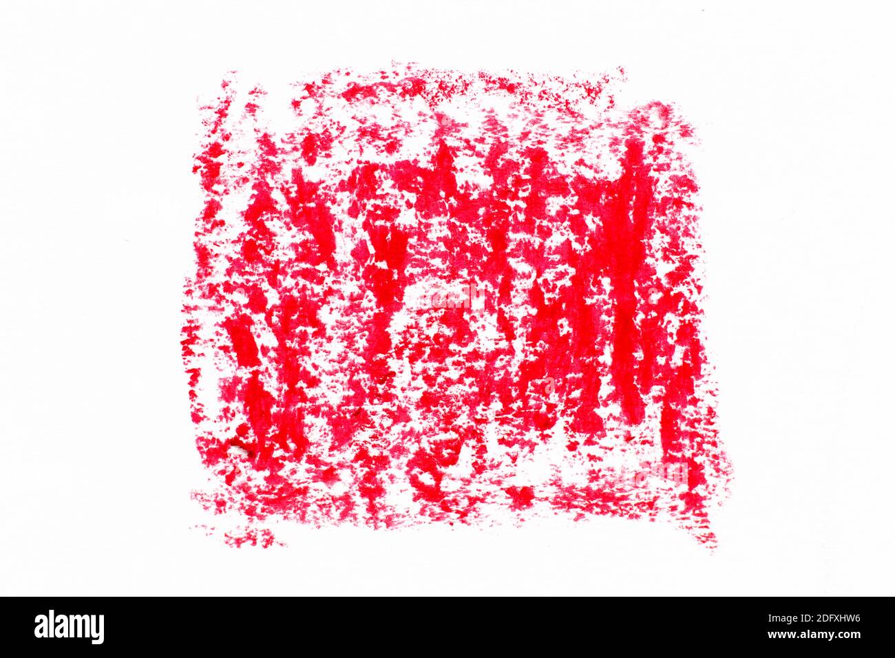 Red color oil pastel drawing in rectangle or square shape on white ...