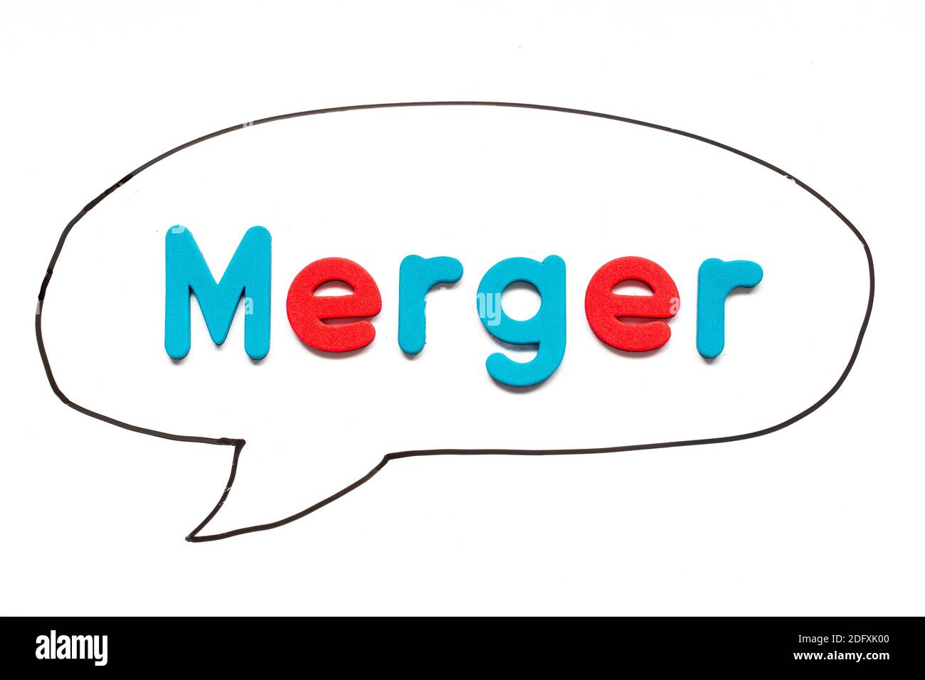 Alphabet letter with word merger in black line hand drawing as bubble ...