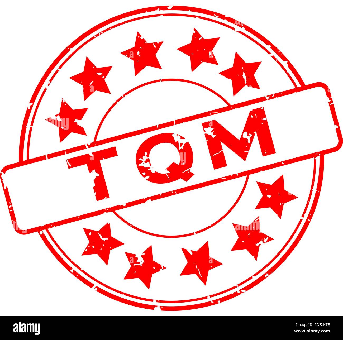 Grunge red TQM (Abbreviation of total quality management) word with ...
