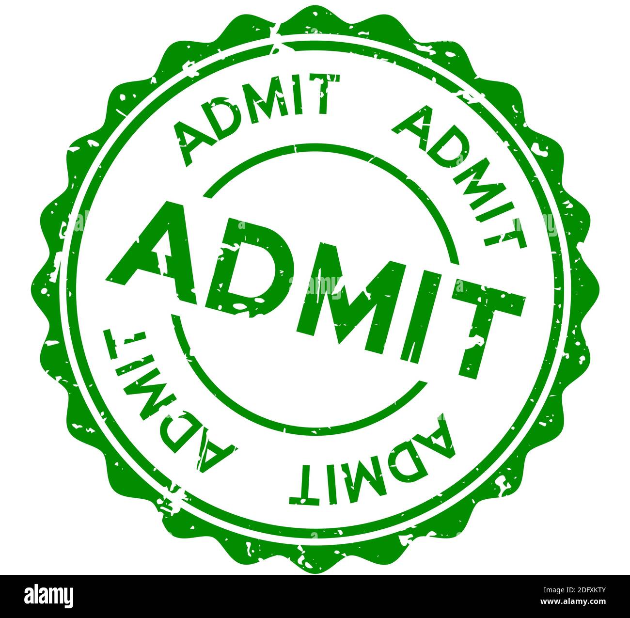 Grunge green admit word round rubber seal stamp on white background ...
