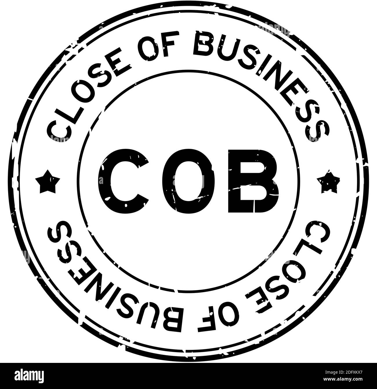 Grunge black COB close of business word round rubber seal stamp on ...