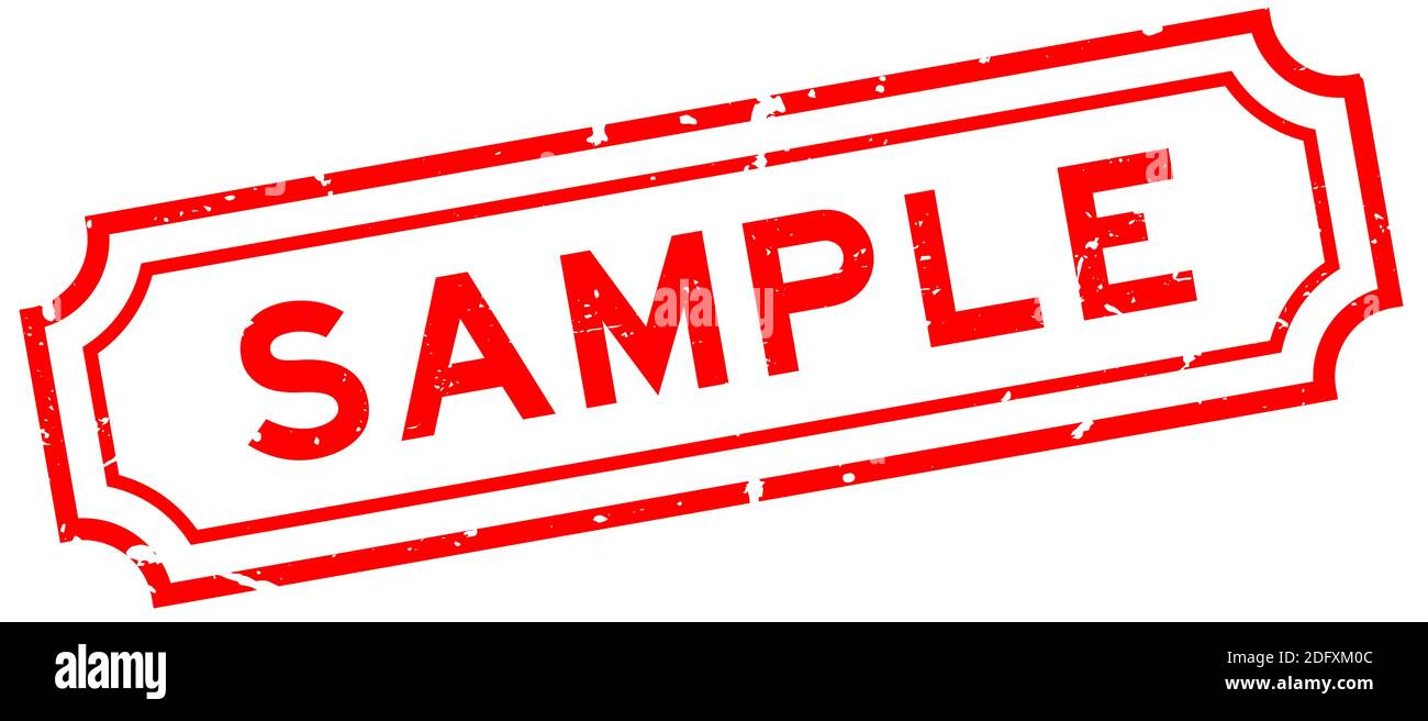 Grunge red sample word rubber business seal stamp on white background ...
