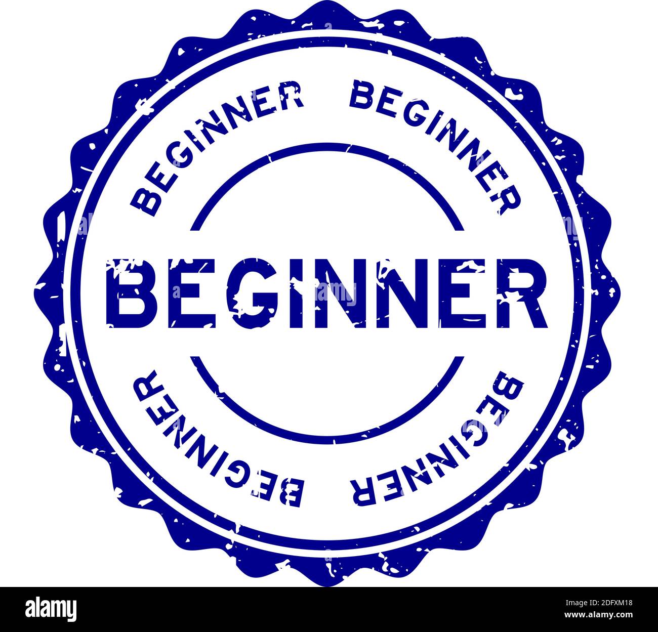 Grunge blue beginner word round rubber seal stamp on white background ...