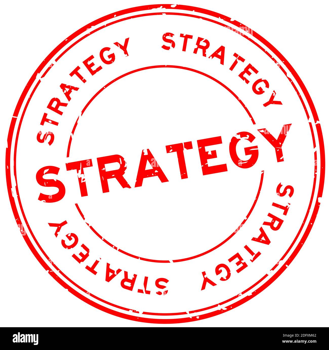Grunge red strategy word round rubber seal stamp on white background ...