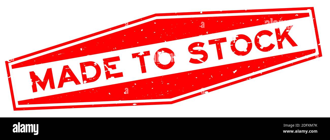 Grunge red made to stock word hexagon rubber seal stamp on white ...