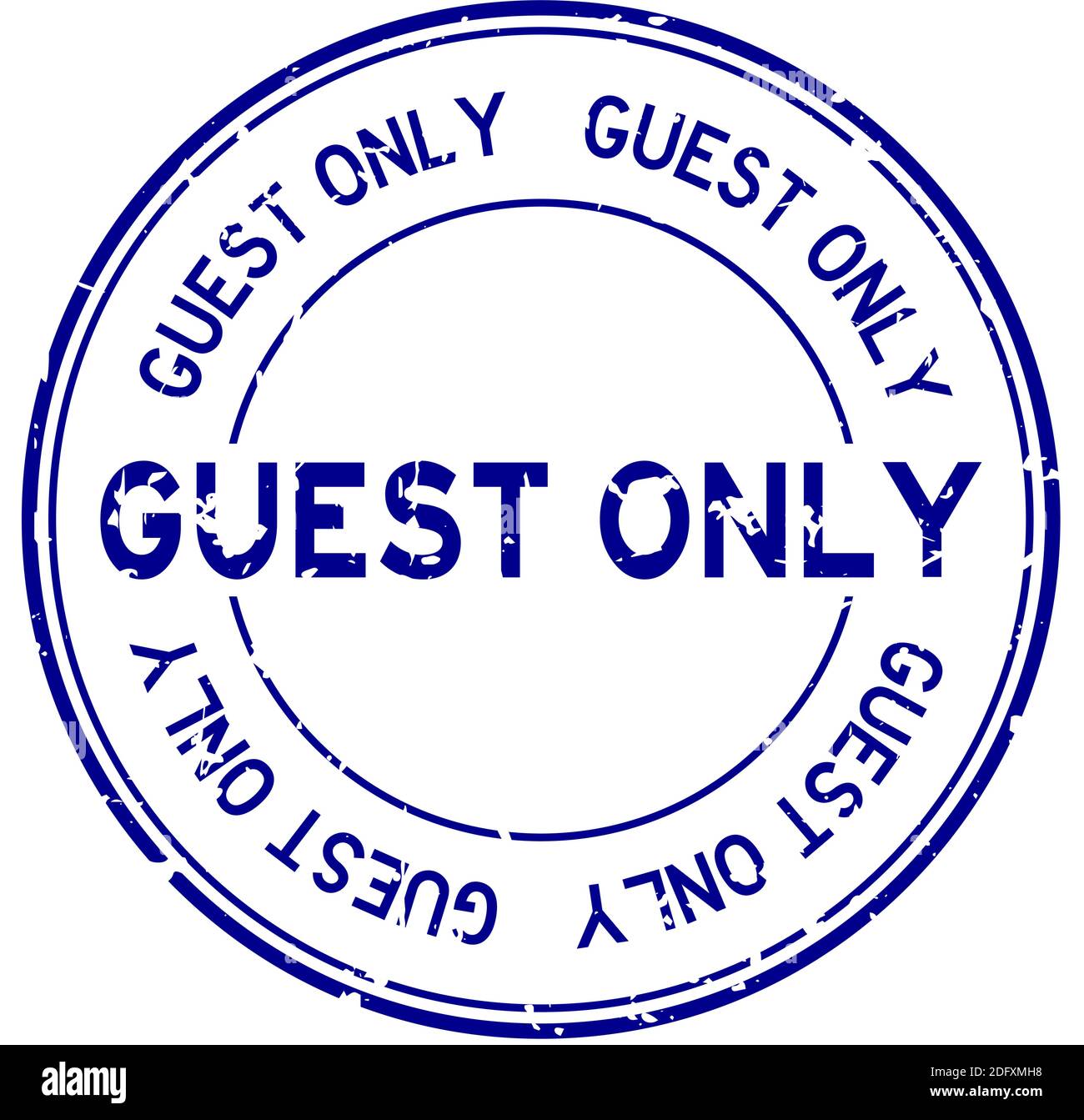 Grunge blue guest only word round rubber seal stamp on white background ...