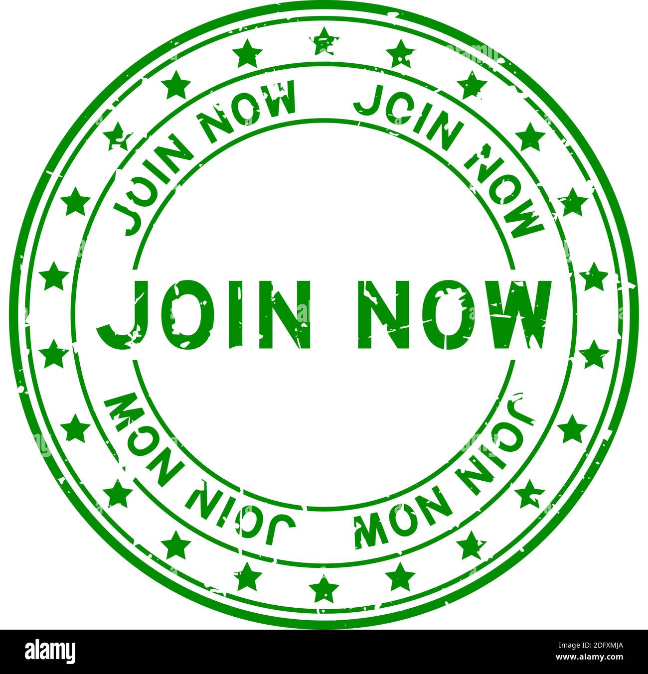 Grunge green join now word squre rubber seal stamp on white background ...