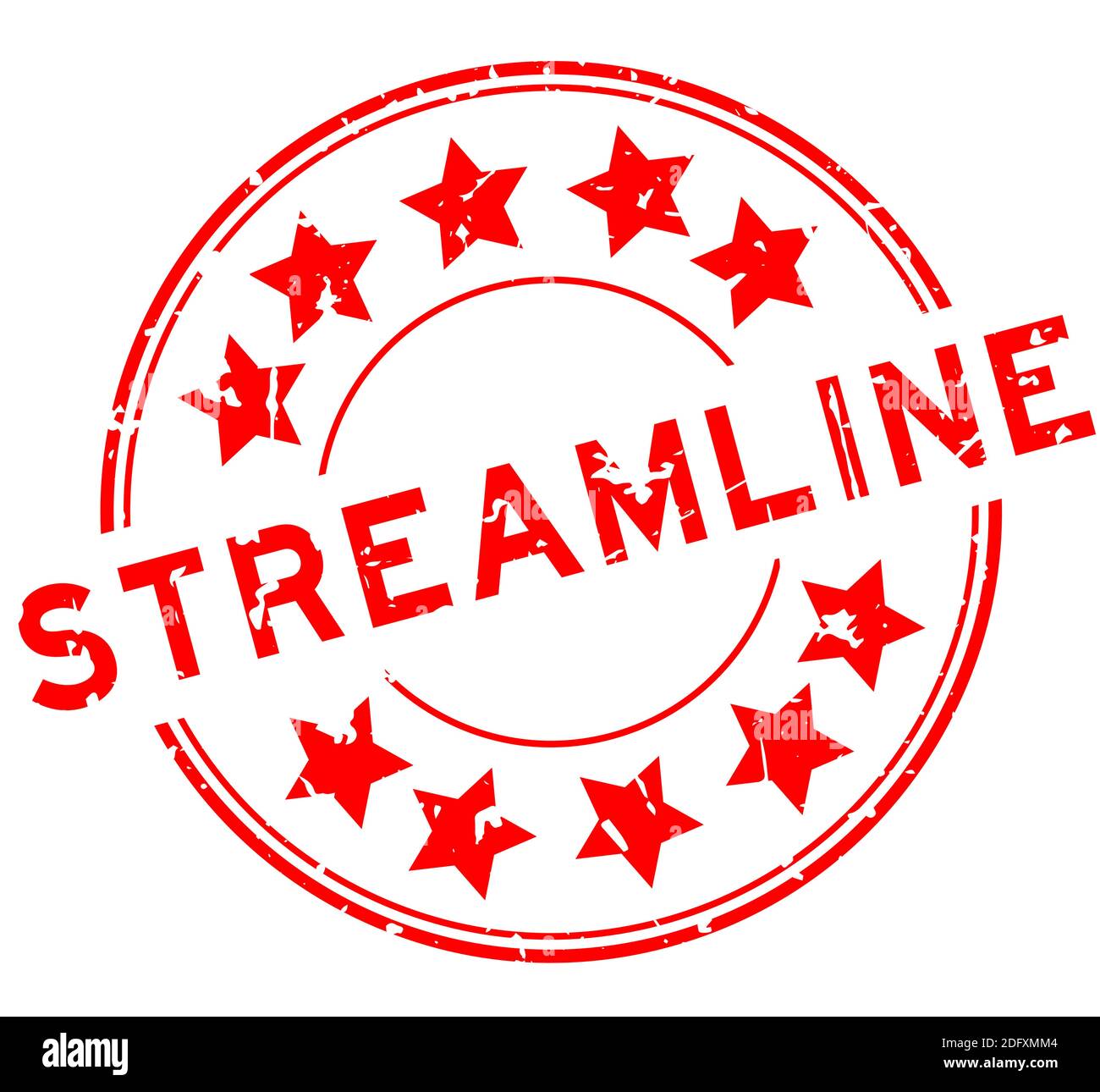 Grunge red streamline word with star icon round rubber seal stamp on ...