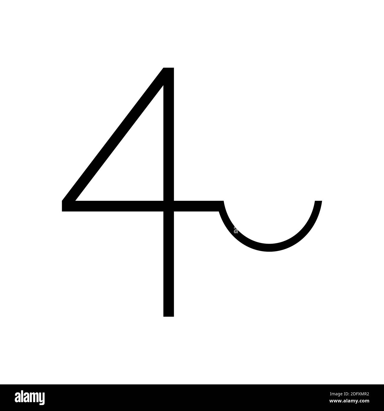 The symbol of the alkali, one of the symbols of alchemy. Black and ...