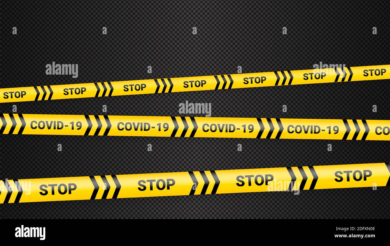 Quarantine danger tape. Covid 19 and quarantine zone yellow warning ...