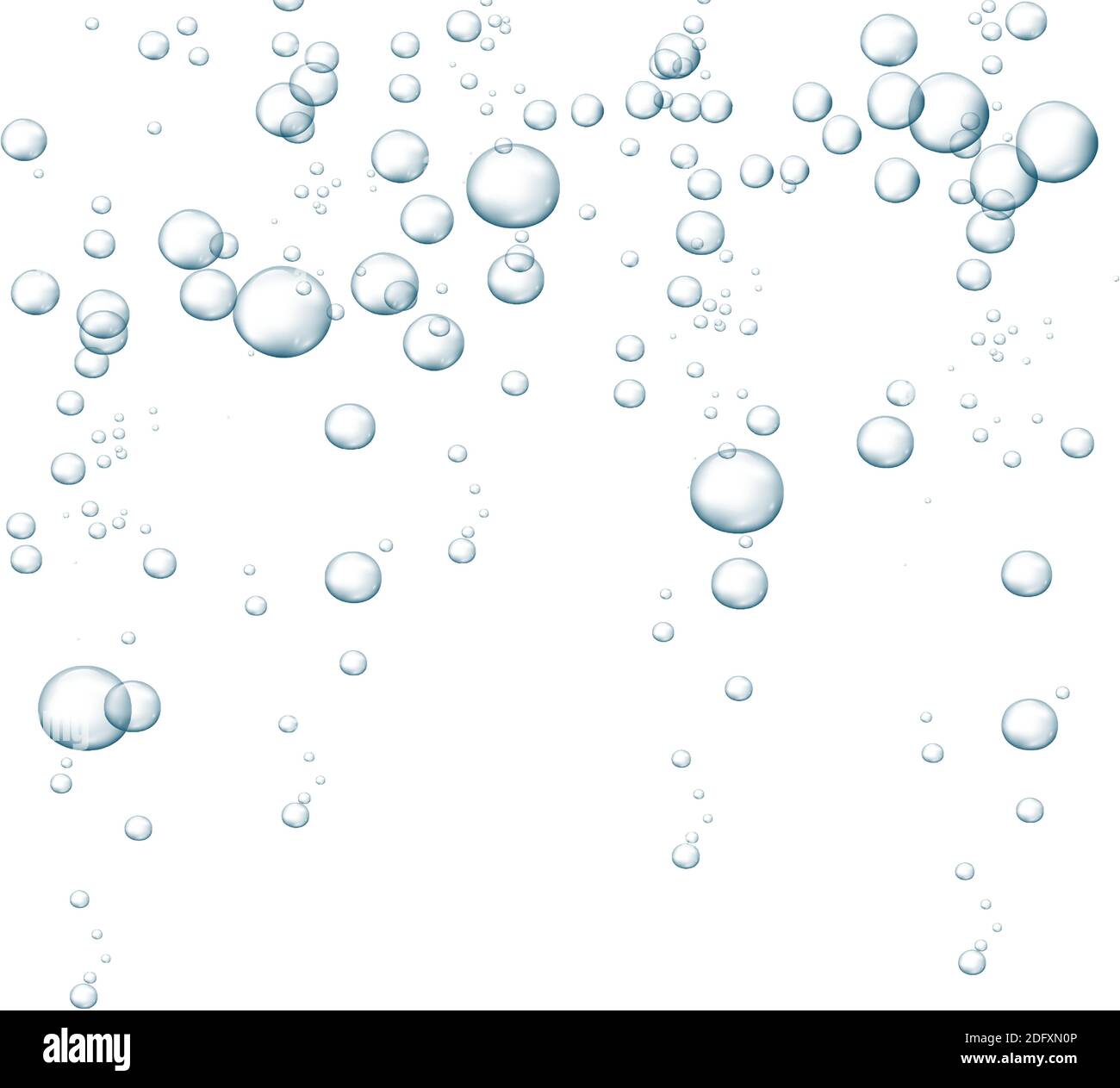 Blue fizzy bubbles. Sparkles underwater stream in water, sea, aquarium ...