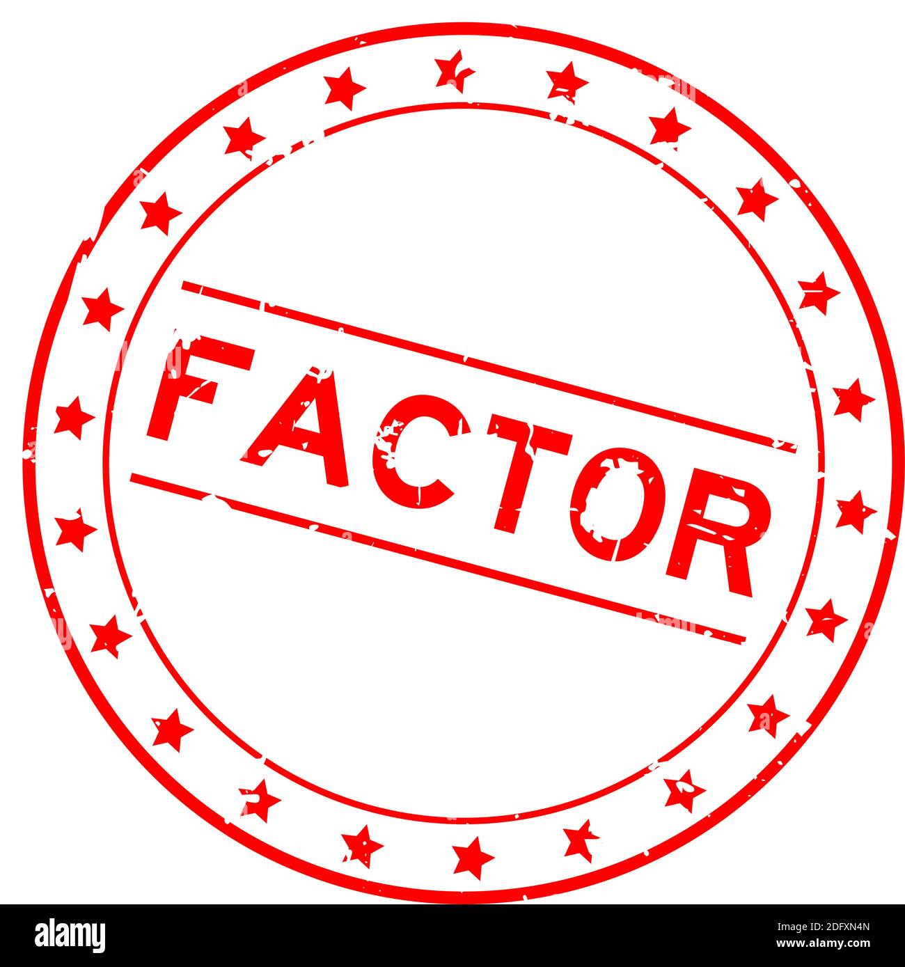 Grunge Red Factor Word Round Rubber Seal Stamp On White Background