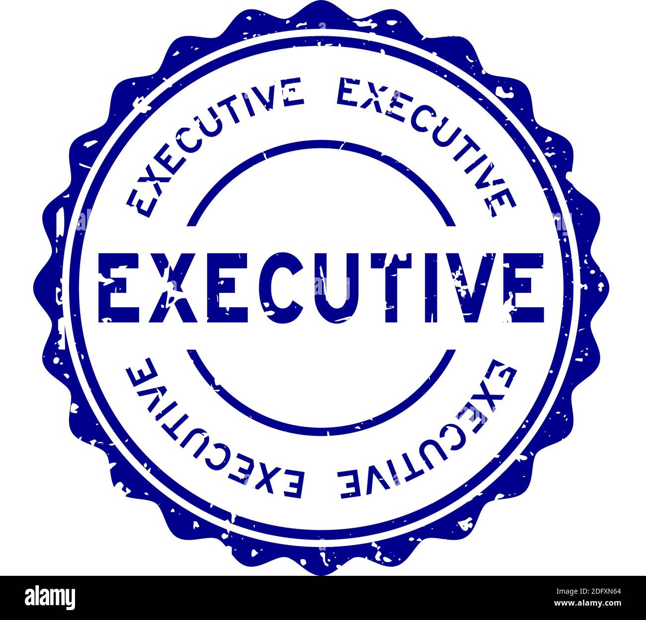 Grunge blue executive word round rubber seal stamp on white background ...