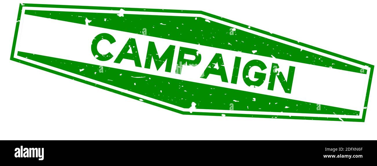 Grunge green campaign word hexagon rubber seal stamp on white ...