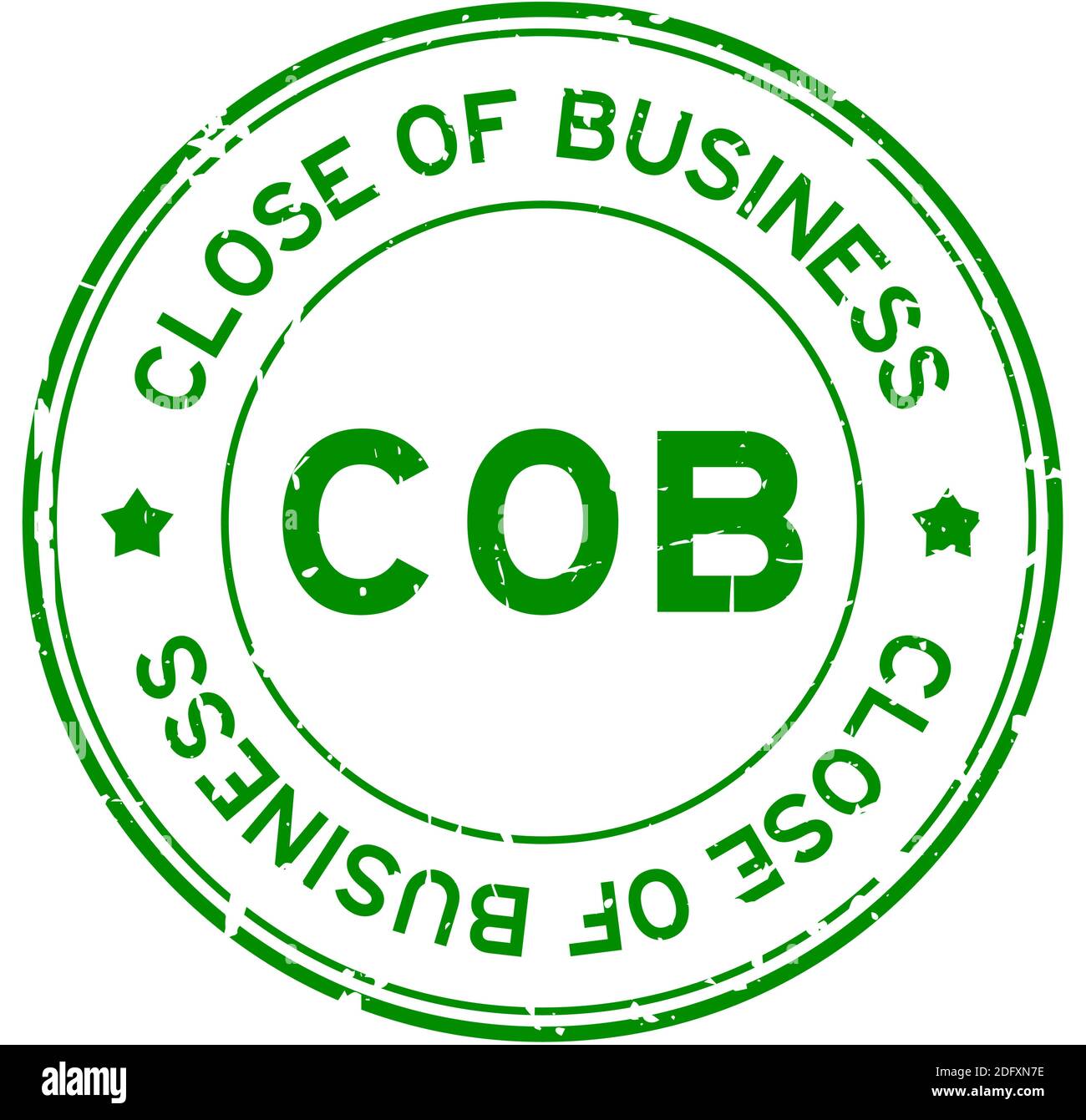 Grunge green COB close of business word round rubber seal stamp on white background Stock Vector ...