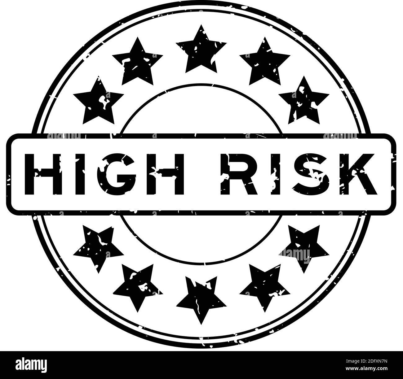 Grunge black high risk word with star icon round rubber seal stamp on white background Stock ...