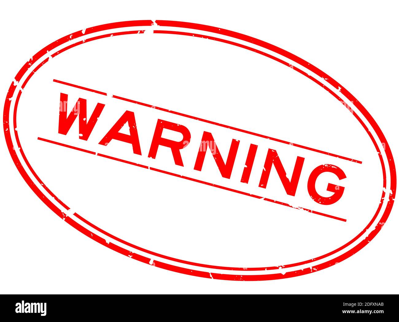 Grunge red warning word oval rubber seal stamp on white background ...