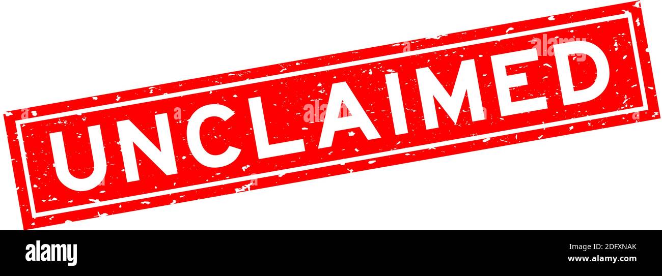 Grunge red unclaimed word square rubber seal stamp on white background ...