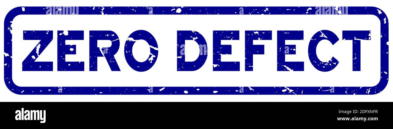 Grunge blue zero defect word square rubber seal stamp on white ...