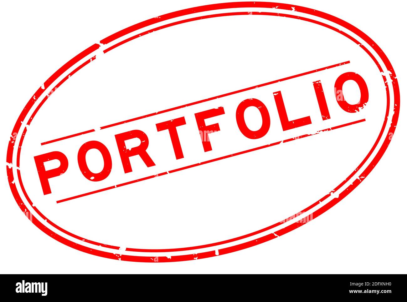 Grunge red portfolio word oval rubber seal stamp on white background ...