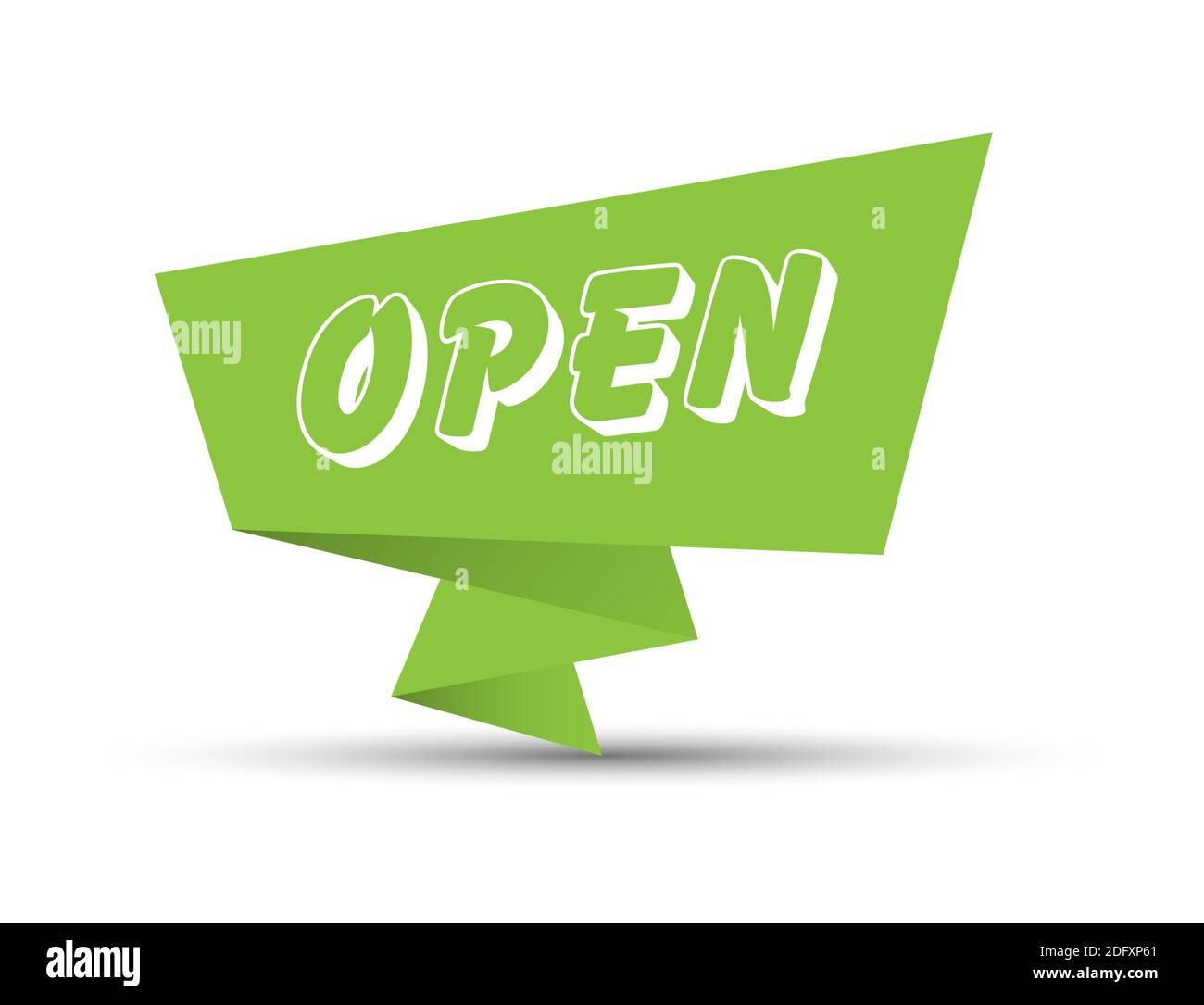 Green banner with the word OPEN. Simple stock vector illustration Stock ...