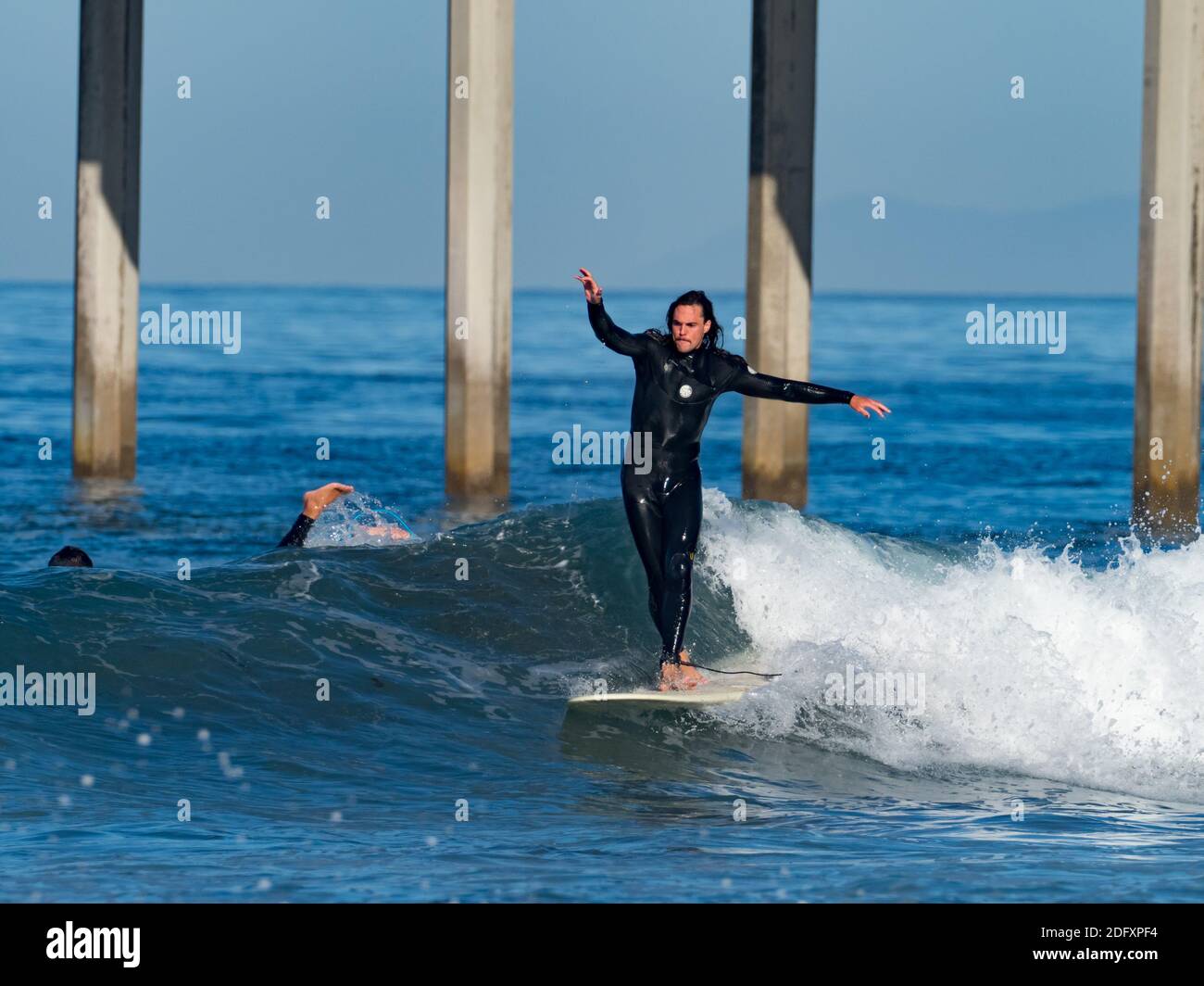Surfer enjoying the waves at La Jolla Shores, San Diego, California ...