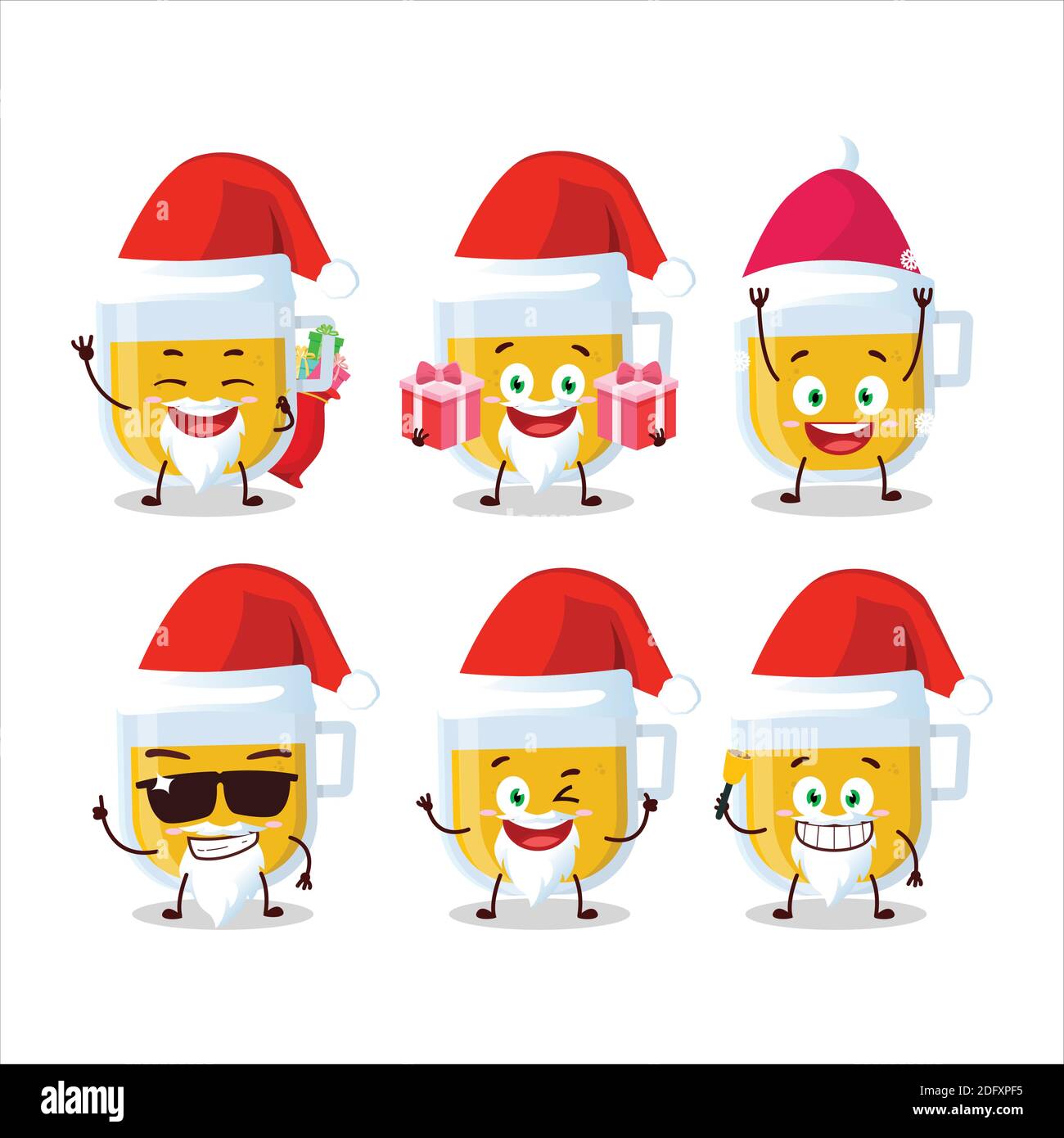 Santa Claus emoticons with cup of lemon tea cartoon character. Vector ...