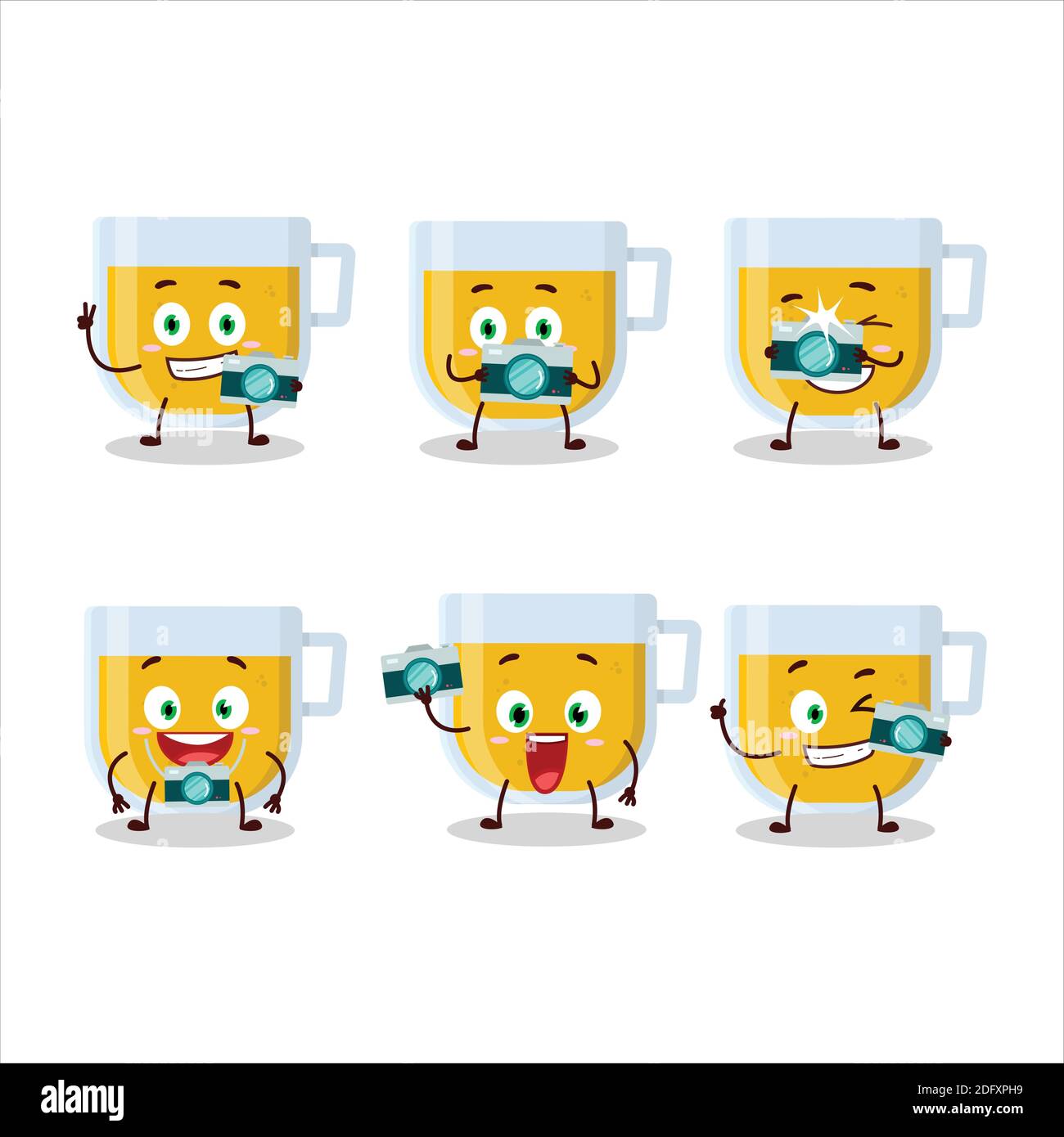 Photographer profession emoticon with cup of lemon tea cartoon ...