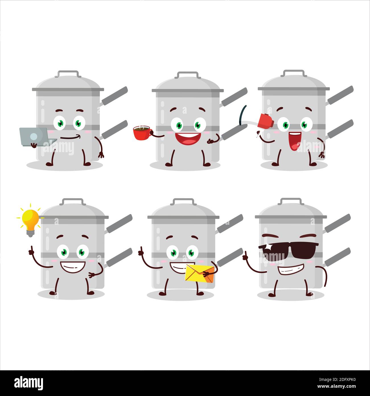 Double boiler cartoon character with various types of business ...