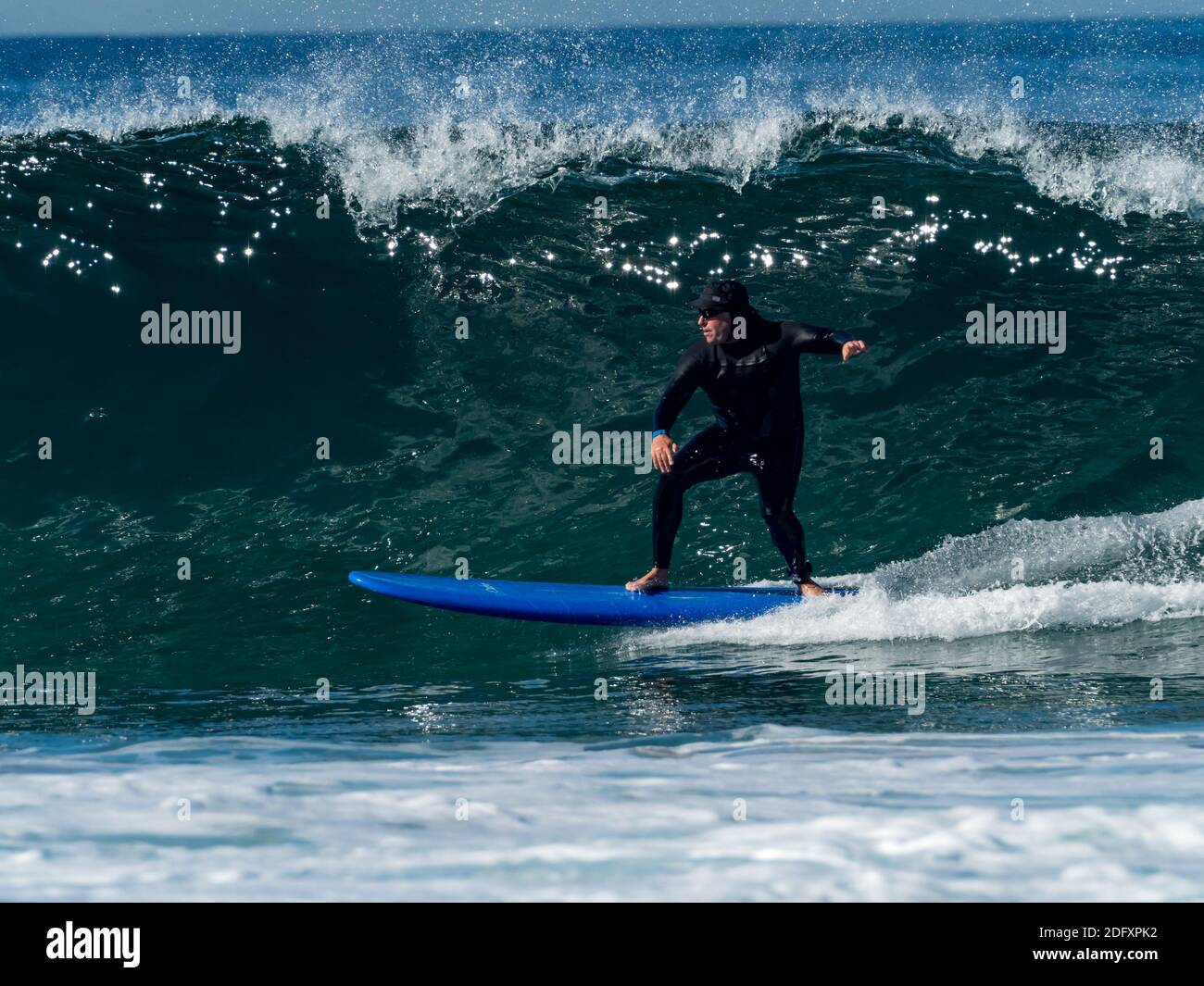 Surfer enjoying the waves at La Jolla Shores, San Diego, California ...