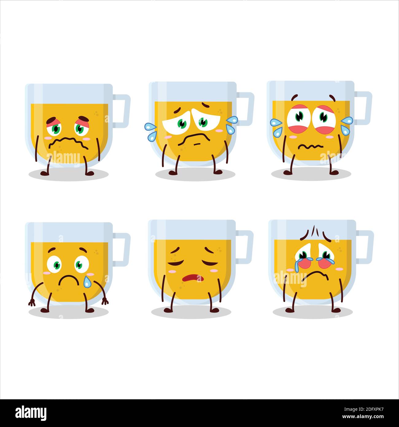 Cup of lemon tea cartoon character with sad expression. Vector ...